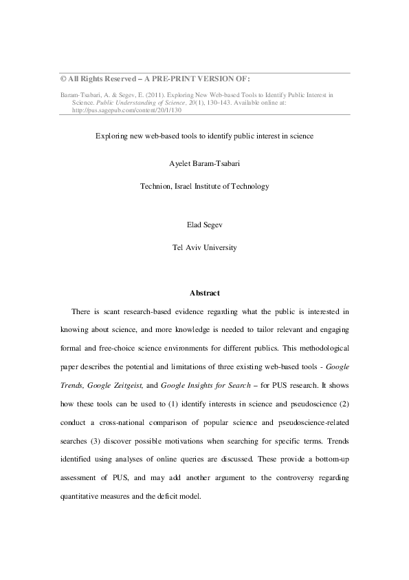 (PDF) Exploring new web-based tools to identify public interest in ...