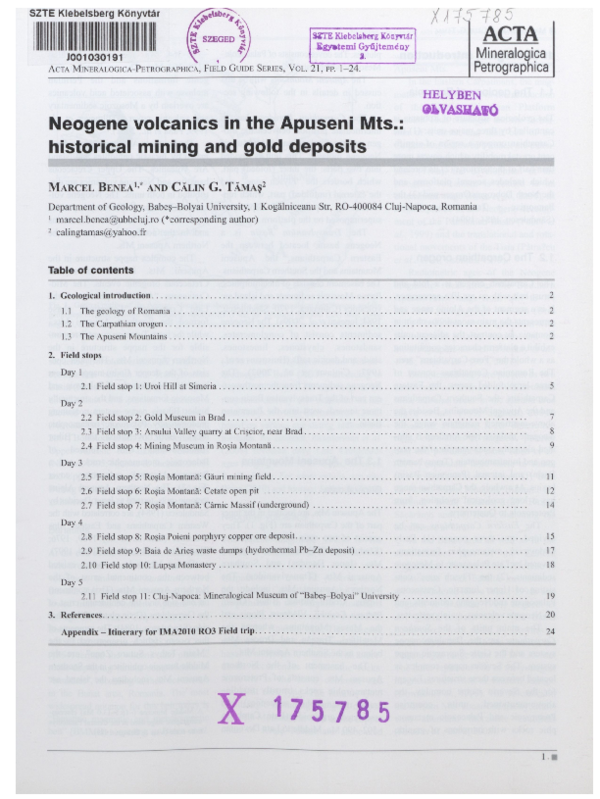 (PDF) Neogene volcanics in the Apuseni Mts.: historical mining and gold ...