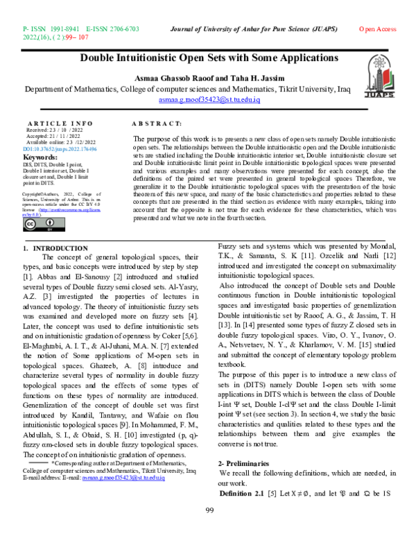 (PDF) Double Intuitionistic Open Sets with Some Applications | Asmaa G ...