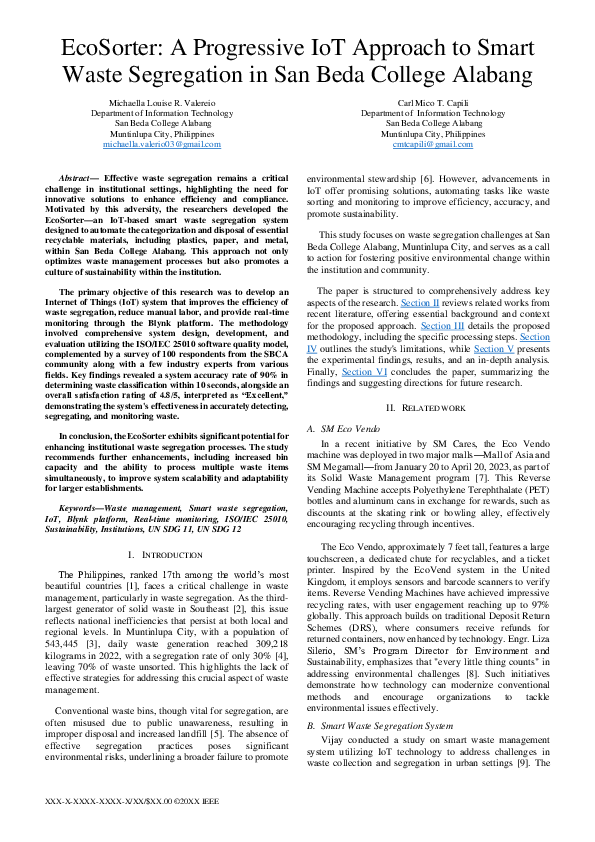 (PDF) EcoSorter: A Progressive IoT Approach to Smart Waste Segregation ...