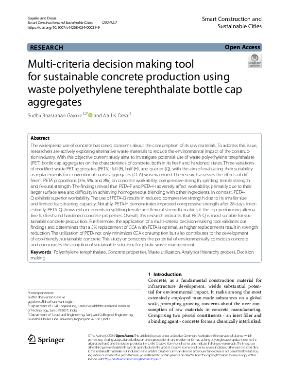 (PDF) Multi-criteria decision making tool for sustainable concrete production using waste ...