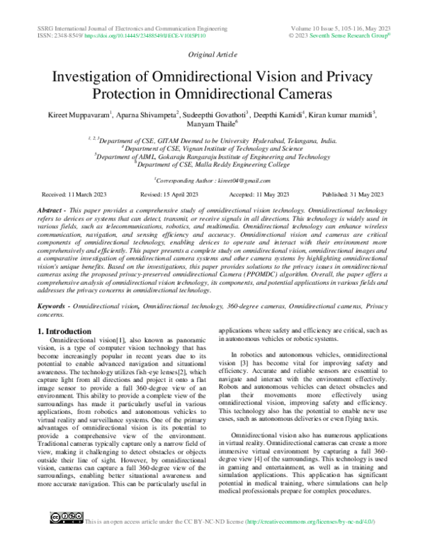 (PDF) Investigation of Omnidirectional Vision and Privacy Protection in ...