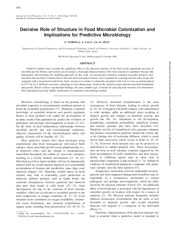 (PDF) Decisive Role of Structure in Food Microbial Colonization and ...