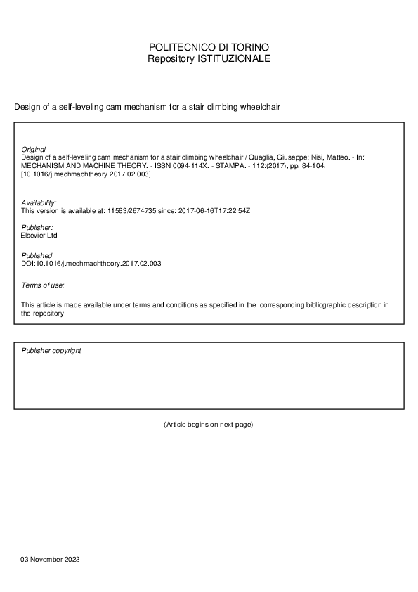 (PDF) Design of a self-leveling cam mechanism for a stair climbing ...