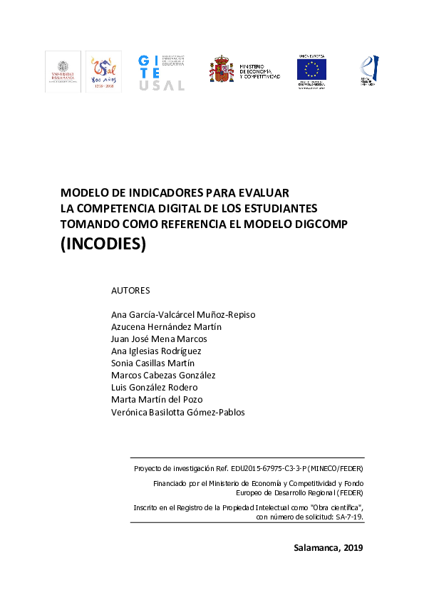 (PDF) Modelo de indicadores para evaluar la competencia digital de los ...