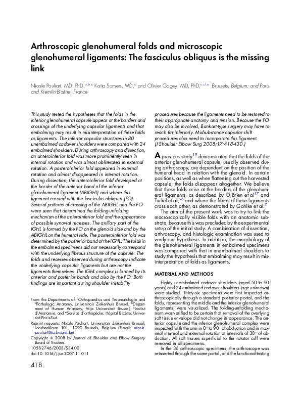 (PDF) Arthroscopic glenohumeral folds and microscopic glenohumeral ...