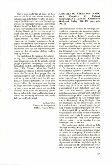 (PDF) John Liep og Karen Fog Olwig (red.): Komplekse liv: Kulturel ...