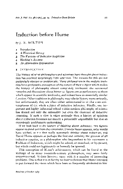 (PDF) Induction before Hume