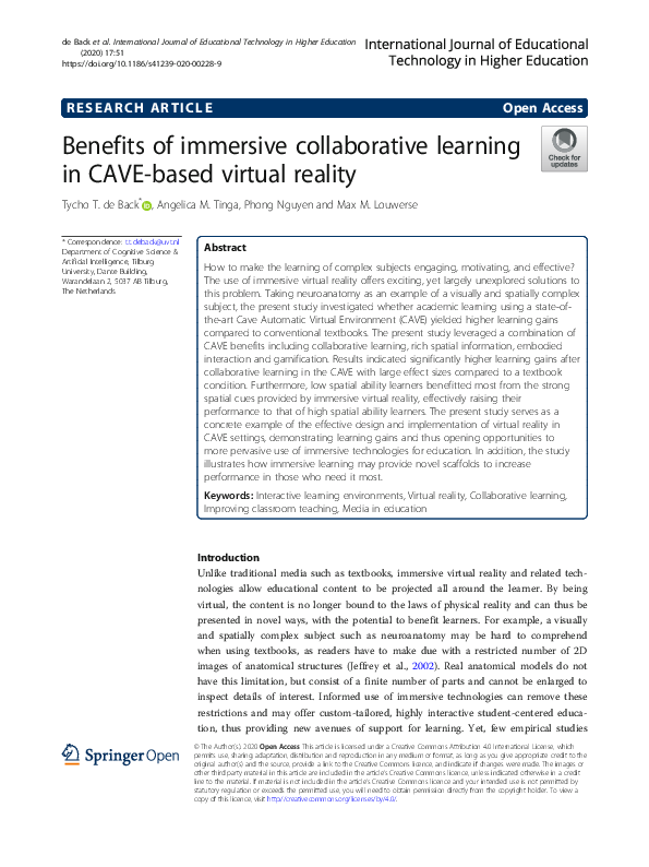 (PDF) Benefits of immersive collaborative learning in CAVE-based ...