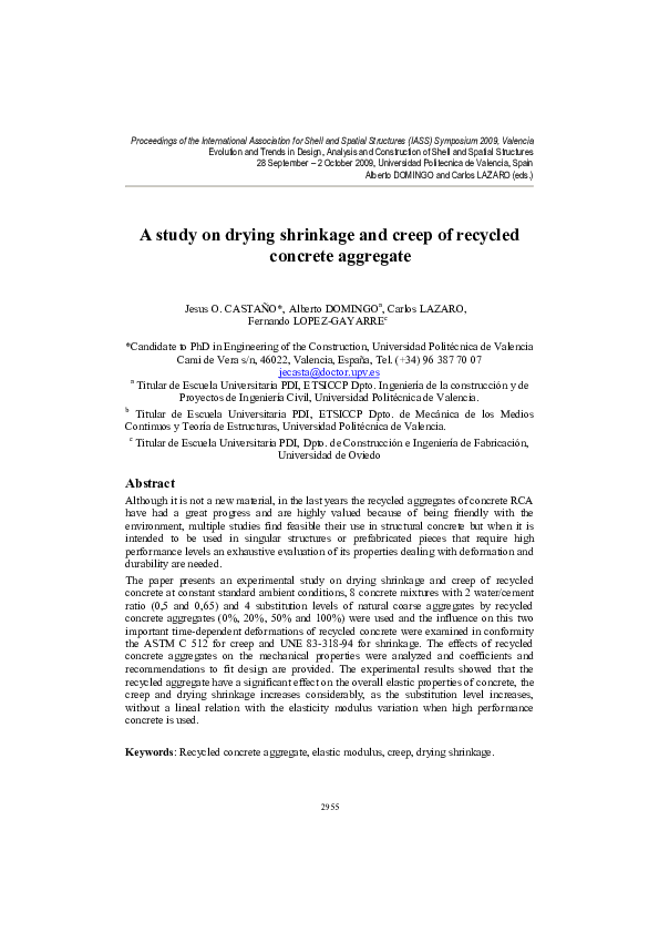 (PDF) A study on drying shrinkage and creep of recycled concrete aggregate