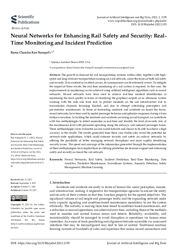 (PDF) Neural Networks for Enhancing Rail Safety and Security: Real- Time Monitoring and Incident ...