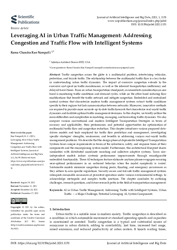 (PDF) Leveraging AI in Urban Traffic Management: Addressing Congestion ...