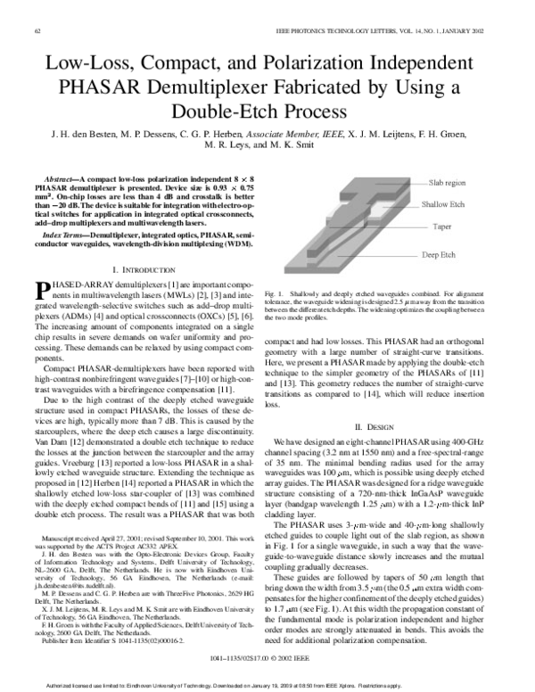 (PDF) Low-loss, compact, and polarization independent PHASAR ...