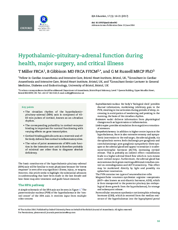 (PDF) Hypothalamic–pituitary–adrenal function during health, major ...