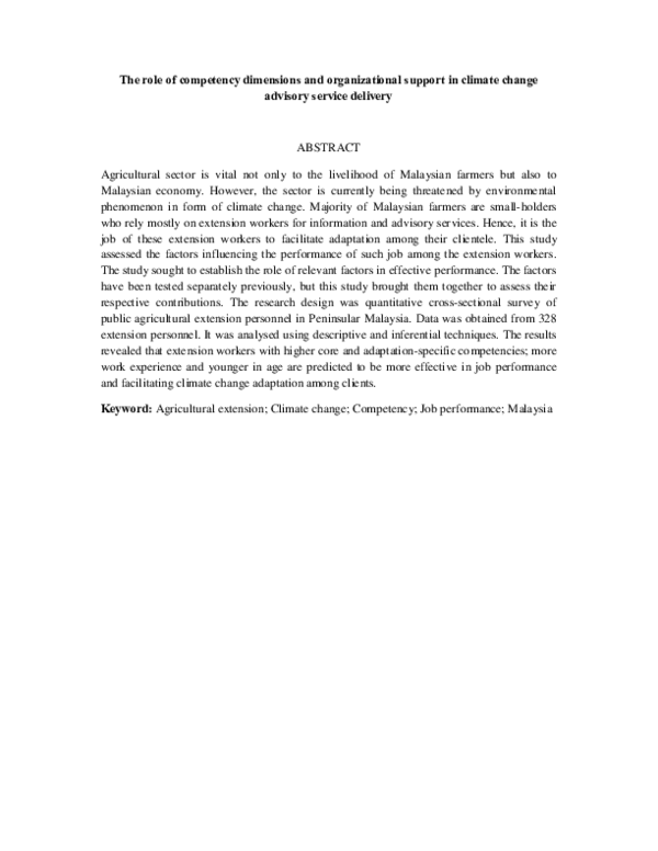 (PDF) The Role of Competency Dimensions and Organizational Support in ...