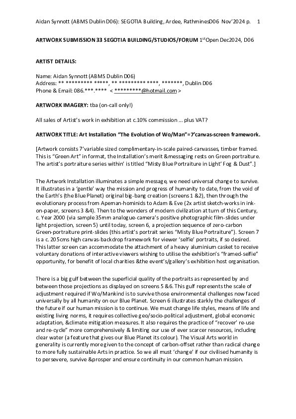 (PDF) ARTWORK SUBMISSION 33 SEGOTIA BUILDING' STUDIOS &FORUM 1st Open ...