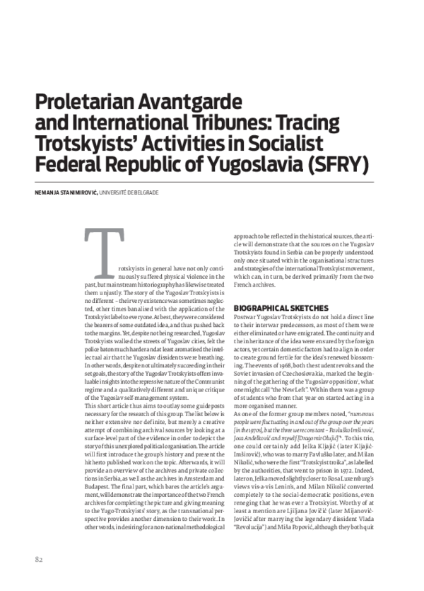 (PDF) Proletarian Avantgarde and International Tribunes: Tracing ...