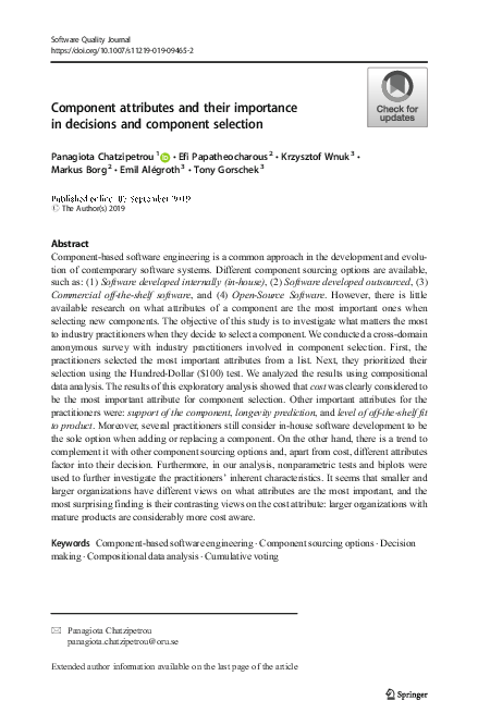 (PDF) Component attributes and their importance in decisions and ...