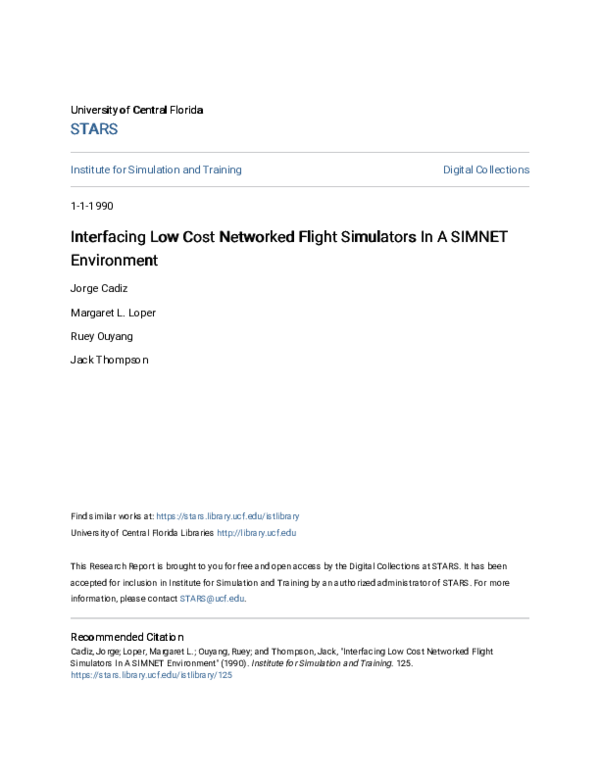 (PDF) Interfacing Low Cost Networked Flight Simulators In A SIMNET ...