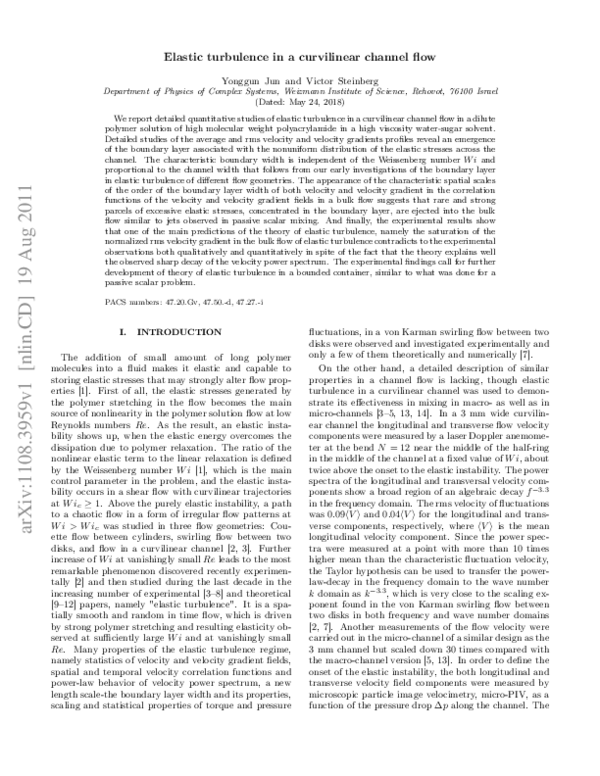 (PDF) Elastic turbulence in a curvilinear channel flow