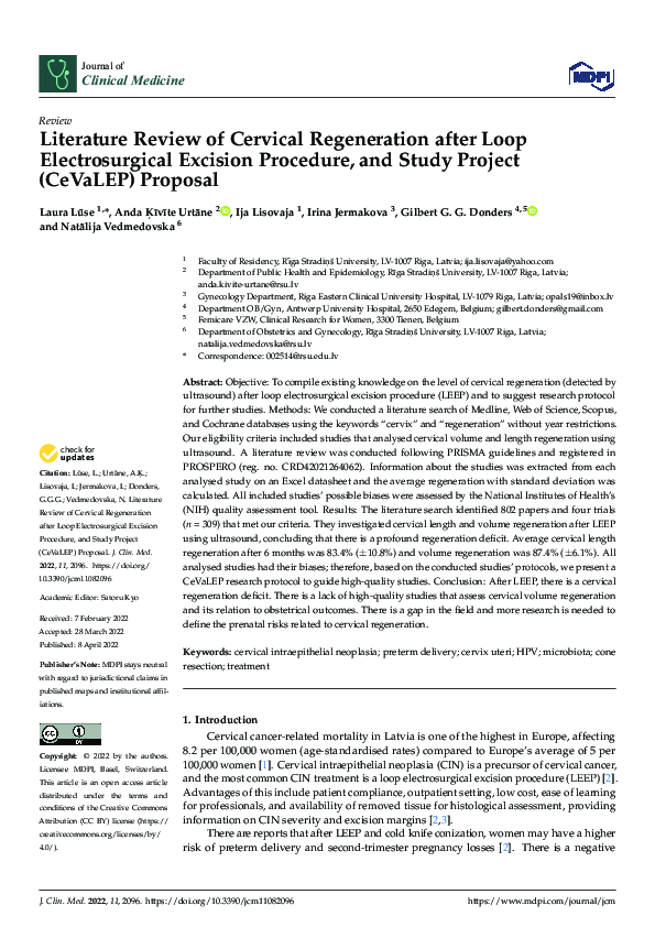 (PDF) Literature Review of Cervical Regeneration after Loop ...