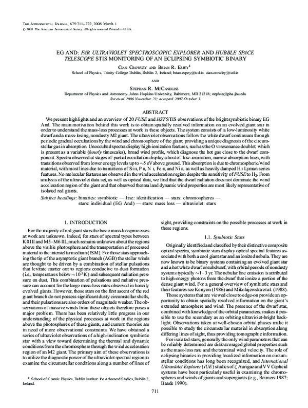 (PDF) EG And:Far Ultraviolet Spectroscopic ExplorerandHubble Space ...