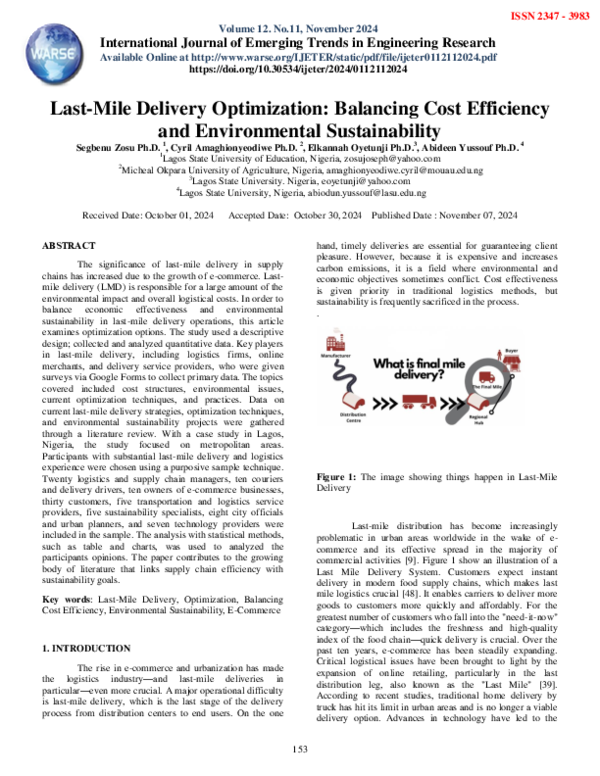 (PDF) Last-Mile Delivery Optimization: Balancing Cost Efficiency and ...