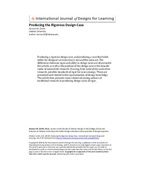 (PDF) Producing the Rigorous Design Case