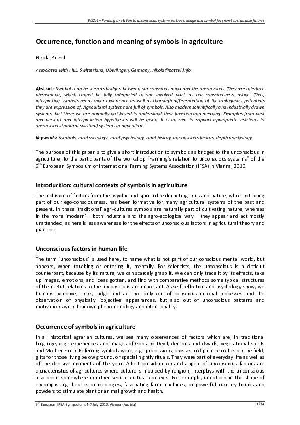 (PDF) Occurrence, function and meaning of symbols in agriculture