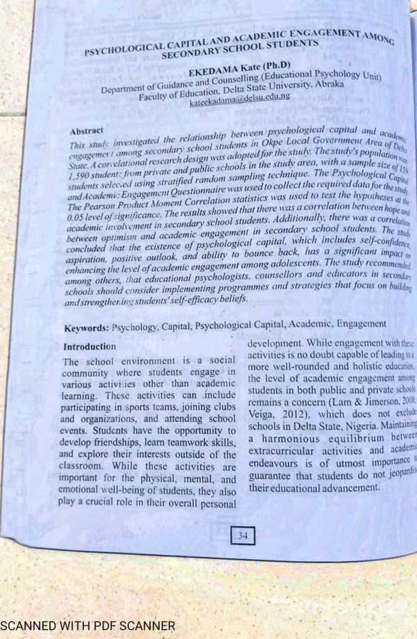 (PDF) Psychological Capital and Academic Engagement among Secondary ...