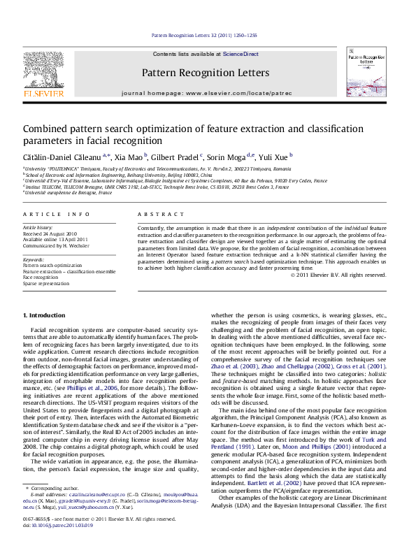 Combined pattern search optimization of feature extraction and ...