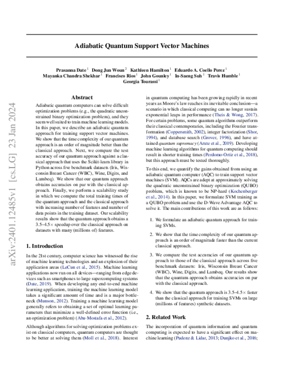 (PDF) Adiabatic Quantum Support Vector Machines