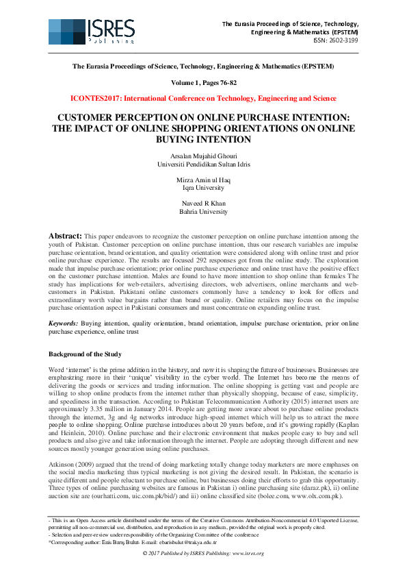 (PDF) Customer Perception on Online Purchase Intention: The Impact of Online Shopping ...