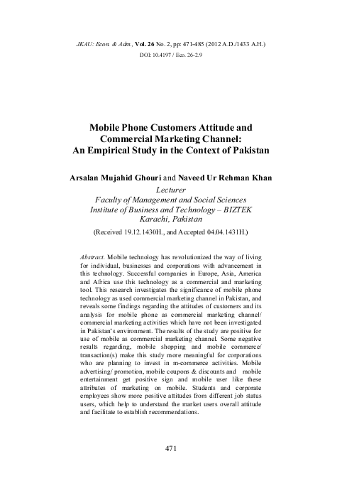 (PDF) Mobile Phone Customers Attitude and Commercial Marketing Channel ...