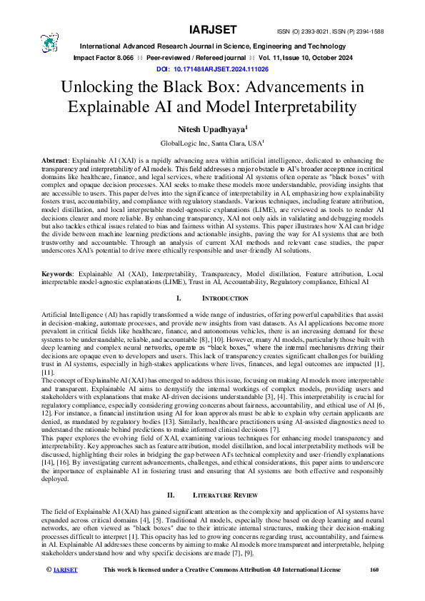 (PDF) Unlocking the Black Box: Advancements in Explainable AI and Model Interpretability