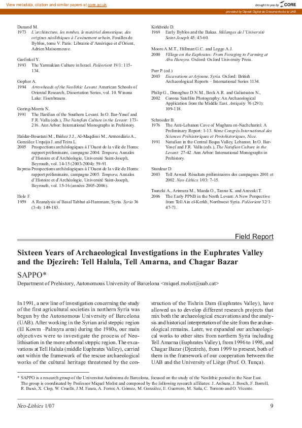 (PDF) Sixteen Years of Archaeological Investigations in the Euphrates ...