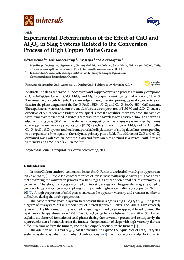 (PDF) Experimental Determination of the Effect of CaO and Al2O3 in Slag ...