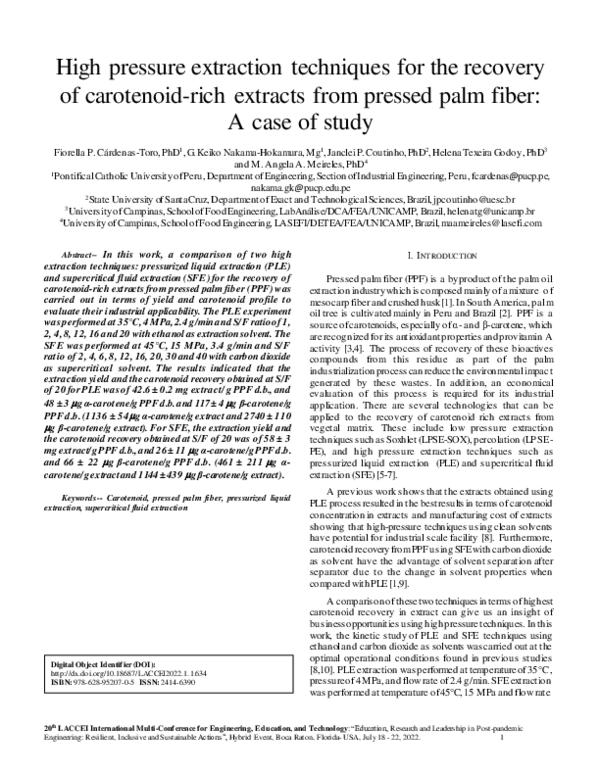 (PDF) High pressure extraction techniques for the recovery of ...