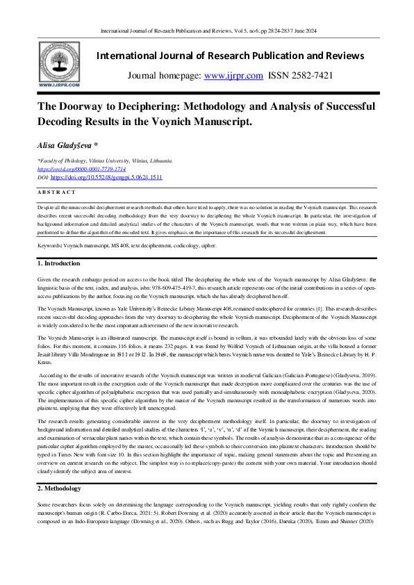 (PDF) The Doorway to Deciphering: Methodology and Analysis of Successful Decoding Results in the ...