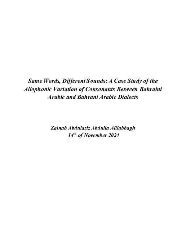 (PDF) Same Words, Different Sounds: A Case Study of the Allophonic ...