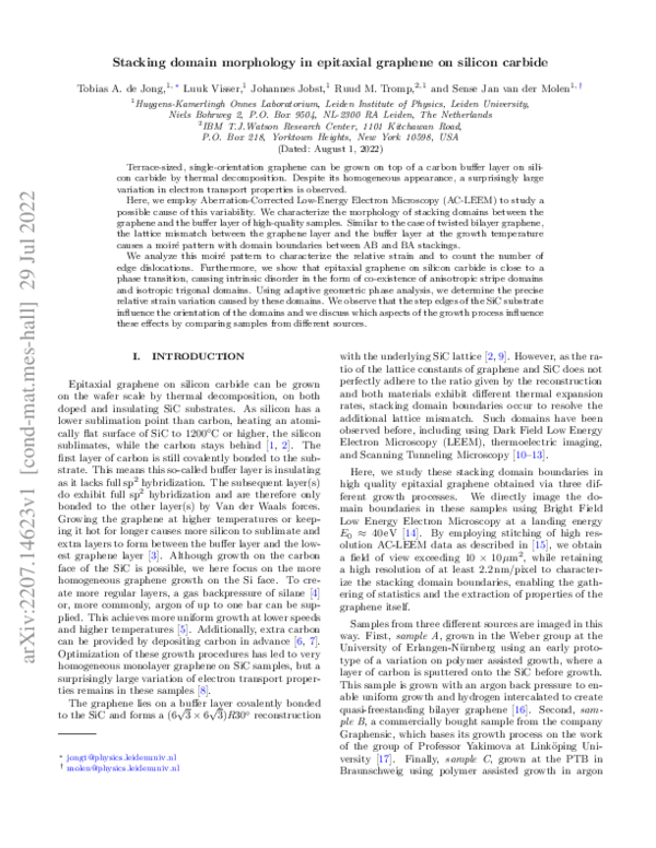 (PDF) Stacking domain morphology in epitaxial graphene on silicon carbide