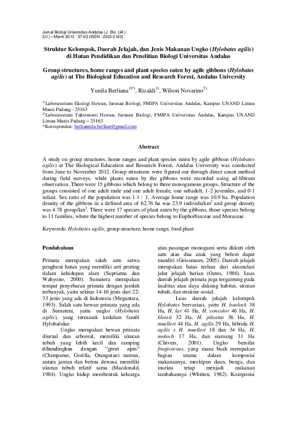 (PDF) Kepadatan Populasi dan Struktur Kelompok Simpai (Presbytis ...