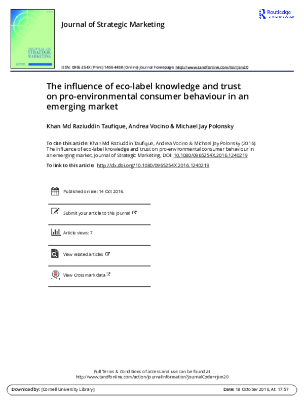 (PDF) The influence of eco-label knowledge and trust on pro ...
