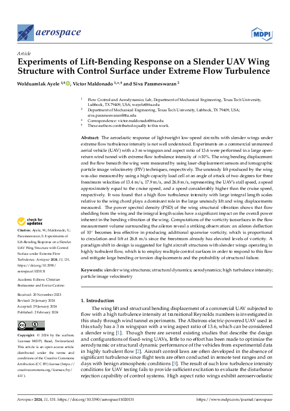 (PDF) Experiments of Lift-Bending Response on a Slender UAV Wing ...