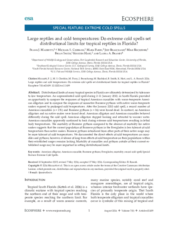 (PDF) Large reptiles and cold temperatures: Do extreme cold spells set ...