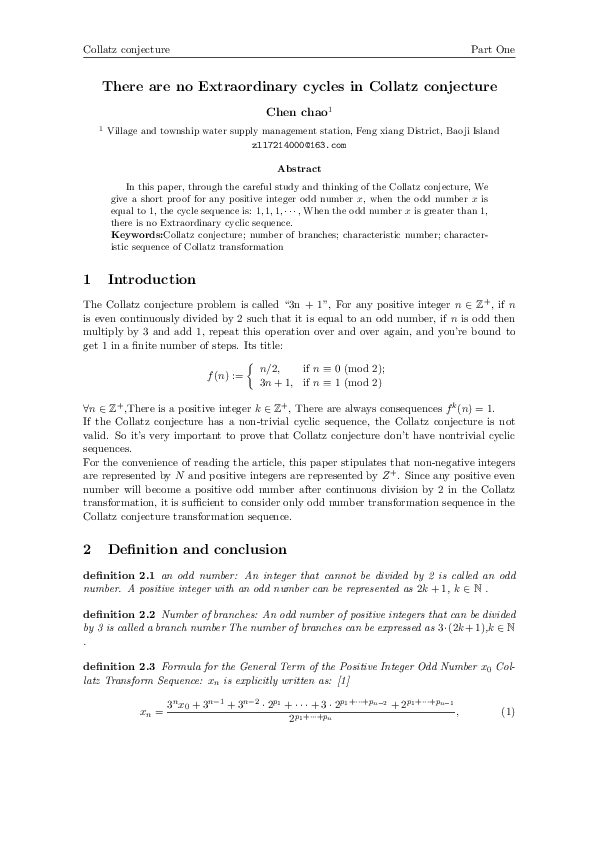 (PDF) The Collatz conjecture advanced en