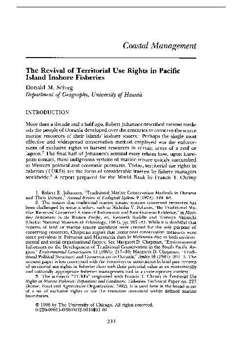 (PDF) The Revival of Territorial Use Rights in Pacific Island Inshore ...