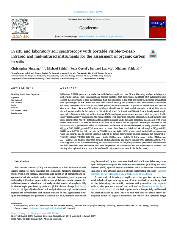 (PDF) In situ and laboratory soil spectroscopy with portable visible-to ...