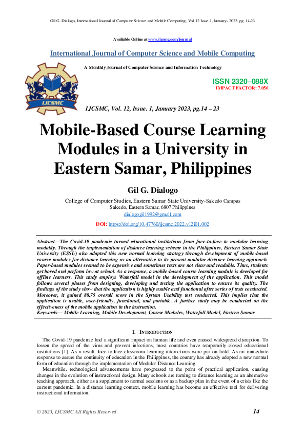 (PDF) Mobile-Based Course Learning Modules in a University in Eastern ...