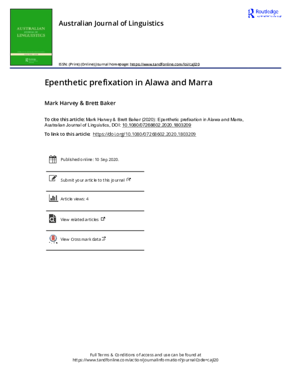(PDF) Epenthetic prefixation in Alawa and Marra